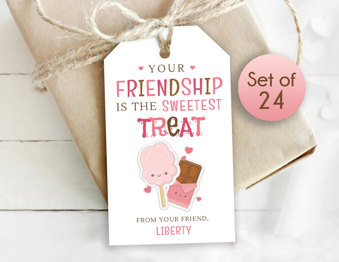 Set of 24 / Friendship Valentine Gift Tags / Personalized Tags ...