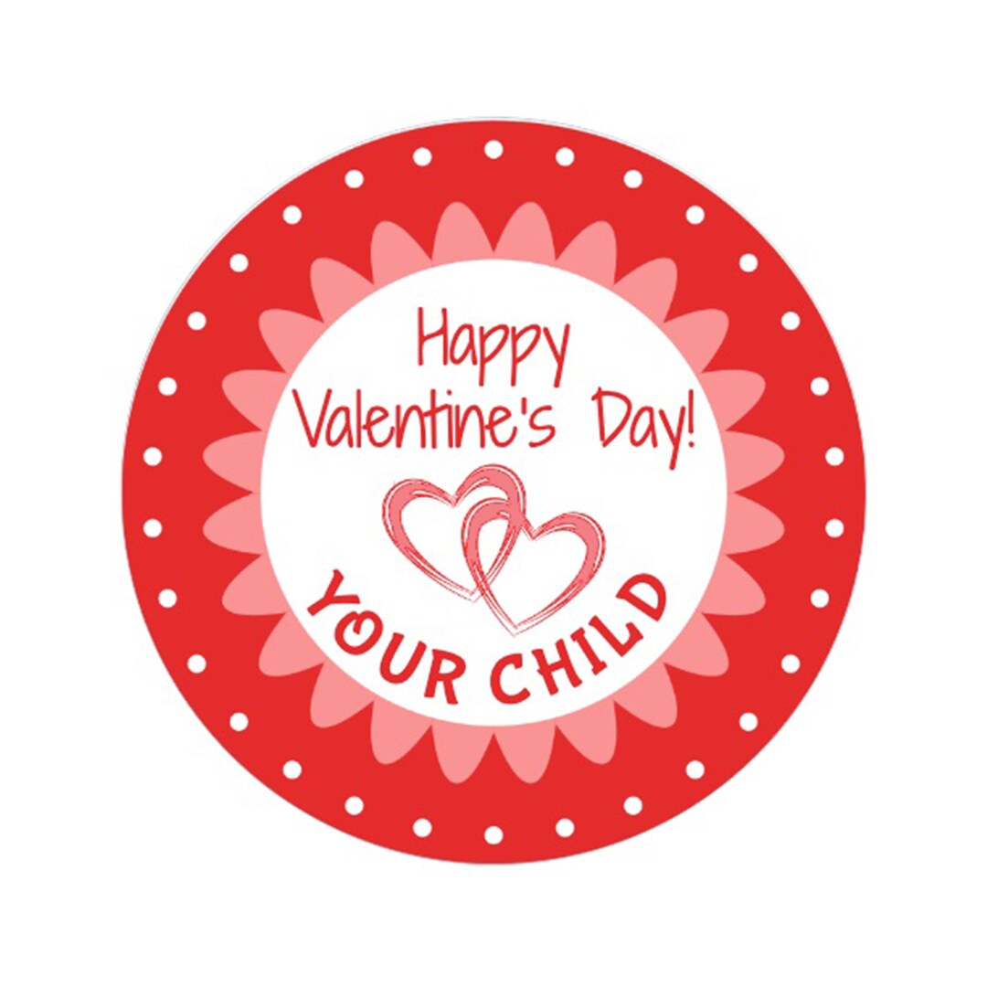 Custom Valentine Sticker RED HEART Polka Dots / Personalized Valentine ...