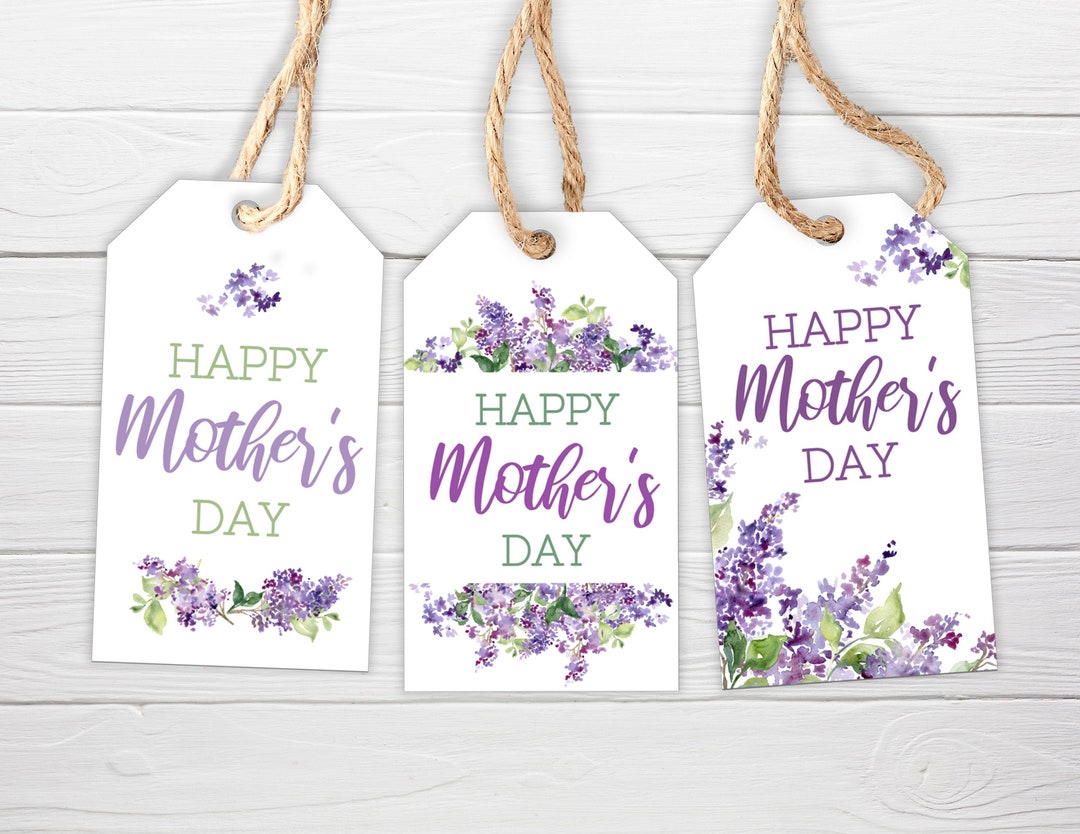 Mother's Day Gift Tags / 3 Styles / Happy Mother's Day Purple Lilacs ...