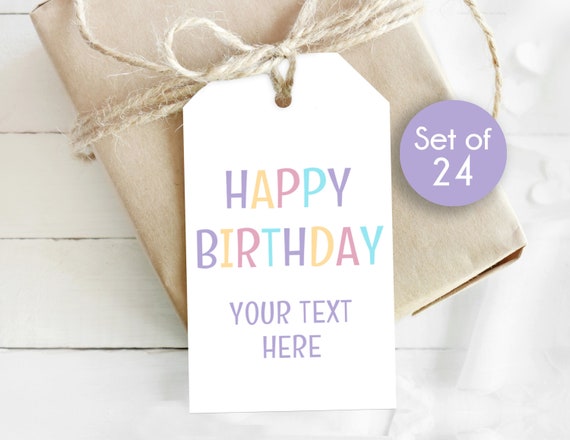Happy Birthday Gift Tags / Personalized Birthday Pink and - Etsy
