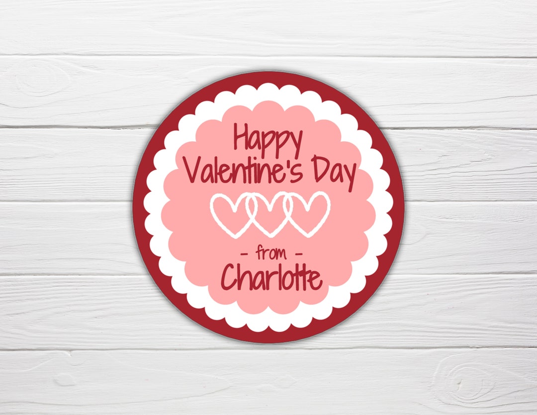 Custom Valentine Sticker RED PINK HEART/ Personalized Valentine Label ...
