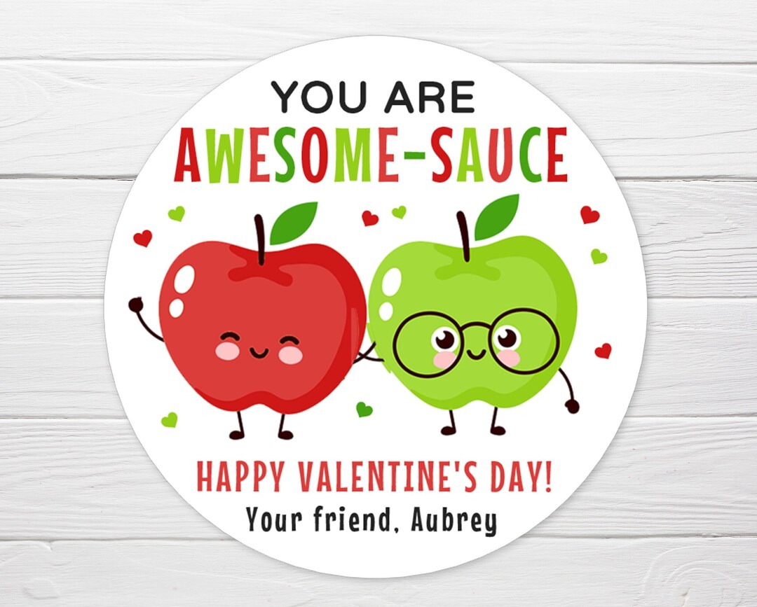 BOGO / Applesauce Pouch Valentine Sticker / Your Awesome Sauce Happy ...