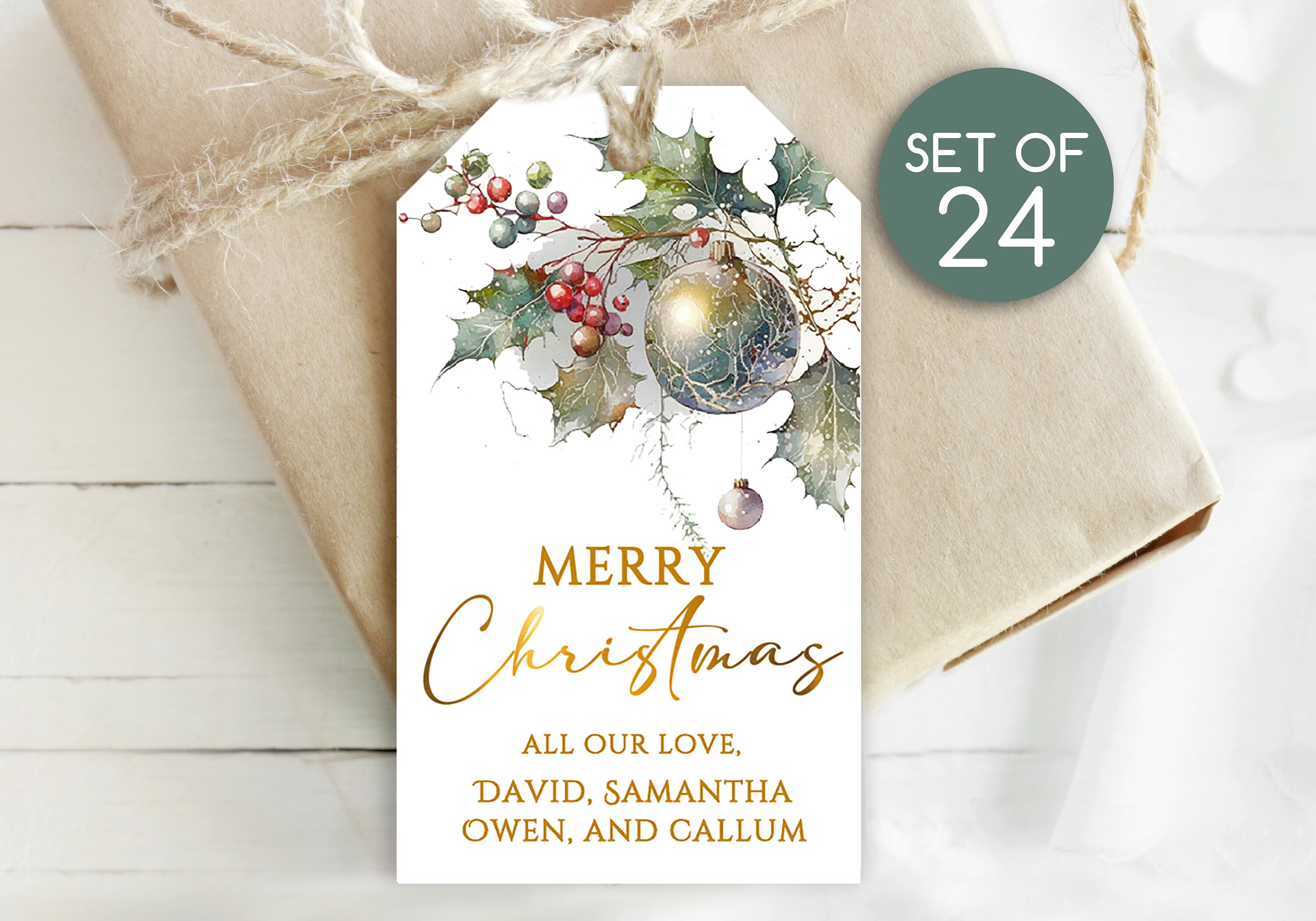 Custom Christmas Gift Tags / Set of 24 Tags / Personalized Christmas ...