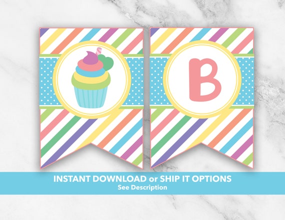 Custom Birthday Banner Printable / Cupcake Birthday Banner / | Etsy ...