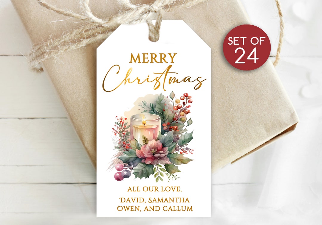 Custom Christmas Gift Tags / Set of 24 / Personalized Christmas Candle ...