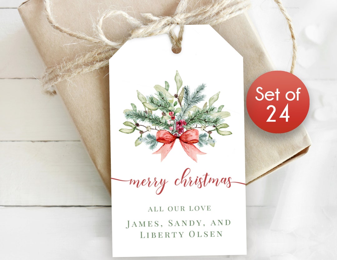 Custom Christmas Gift Tags / Set of 24 / 2 Sizes / Personalized ...