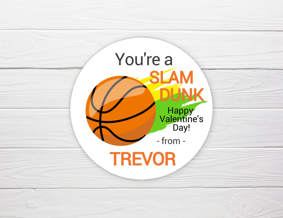 BOGO / Valentine Basketball Sticker / You're a Slam Dunk Basketball ...