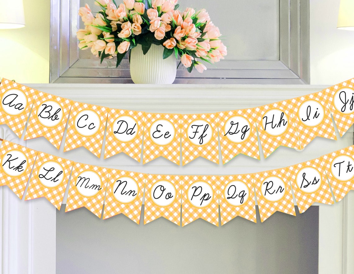 YELLOW CURSIVE Alphabet Banner / Home School Printable / All - Etsy