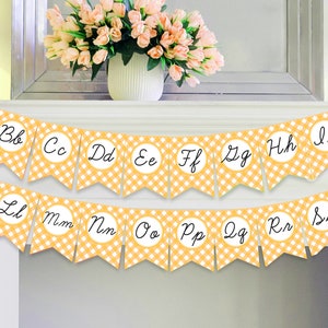 YELLOW CURSIVE Alphabet Banner / Home School Printable / All Letters of ...