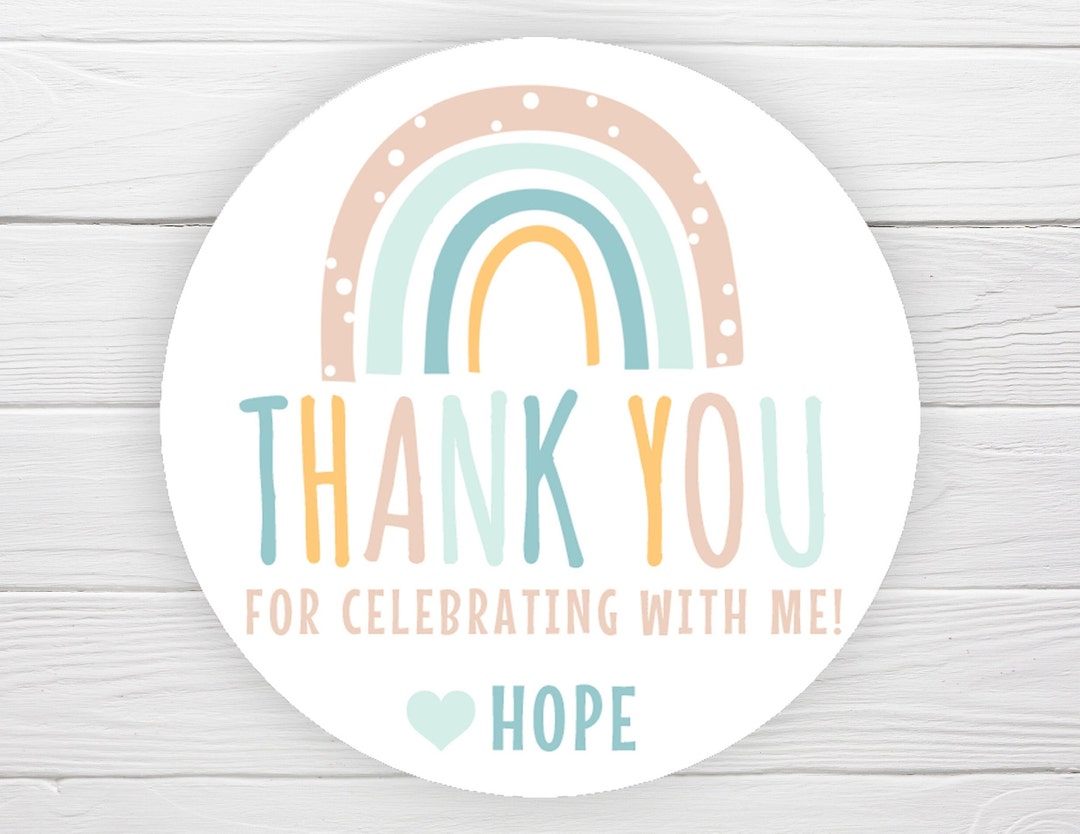 BOGO / Boho Rainbow Birthday Thank You Stickers / Birthday Stickers ...