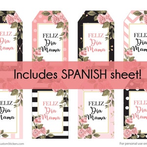 Mother's Day Gift Tags / ENGLISH and SPANISH / 8 Styles / Happy Mother ...