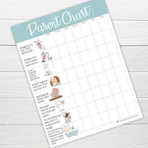 Printable Parent Chart / 8.5" X 11" Print / Teal Pink and Gray / Home ...