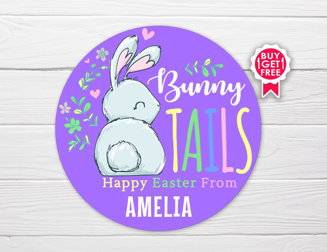 BOGO / Ships Fast / Purple Happy Easter Bunny Tails Sticker / Happy ...