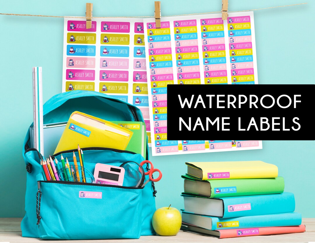 64 Waterproof Name Labels / School Supply Labels / Daycare Labels ...