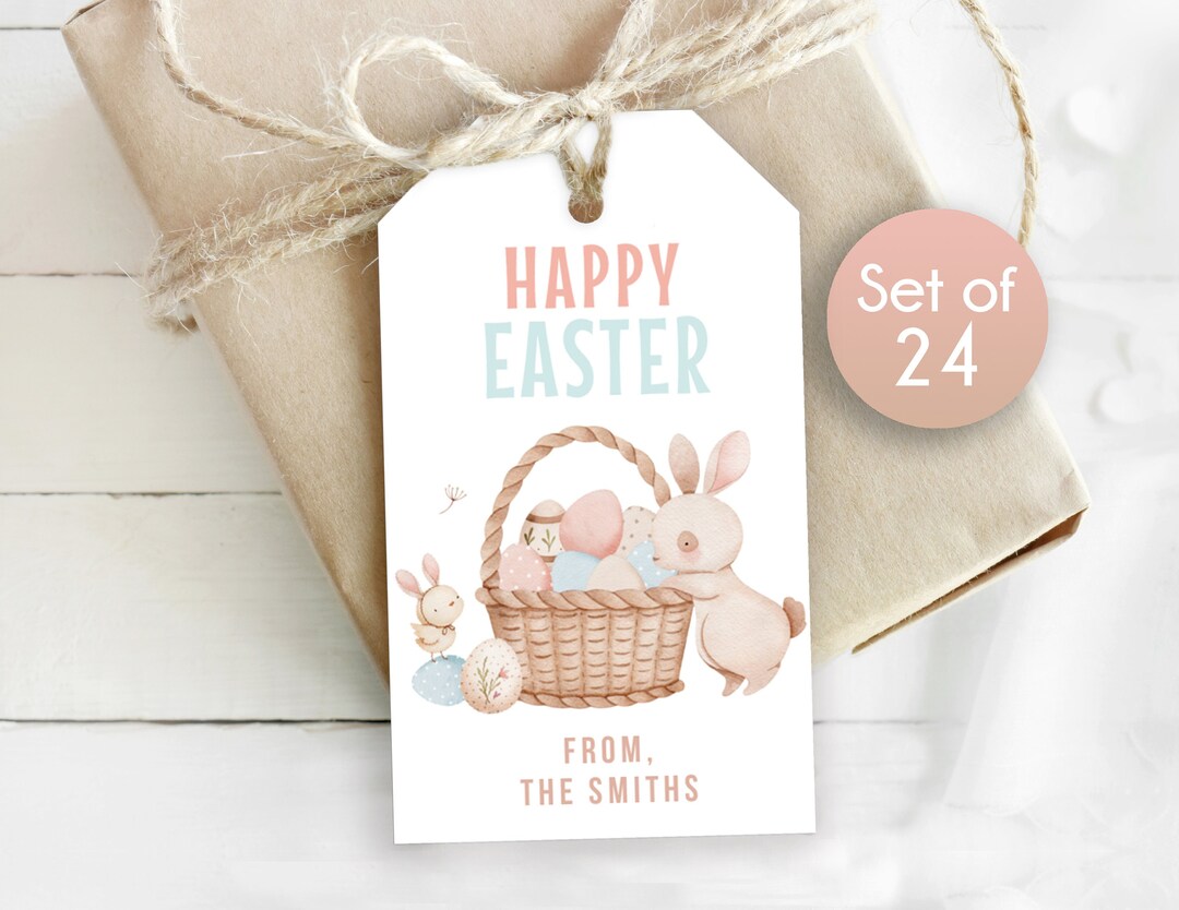 Happy Easter Gift Tags / Personalized Easter Bunny Tags / Personalized ...