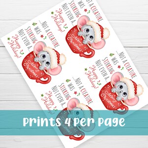Printable Christmas Mouse Postcard / Instant Download / Cute Christmas ...