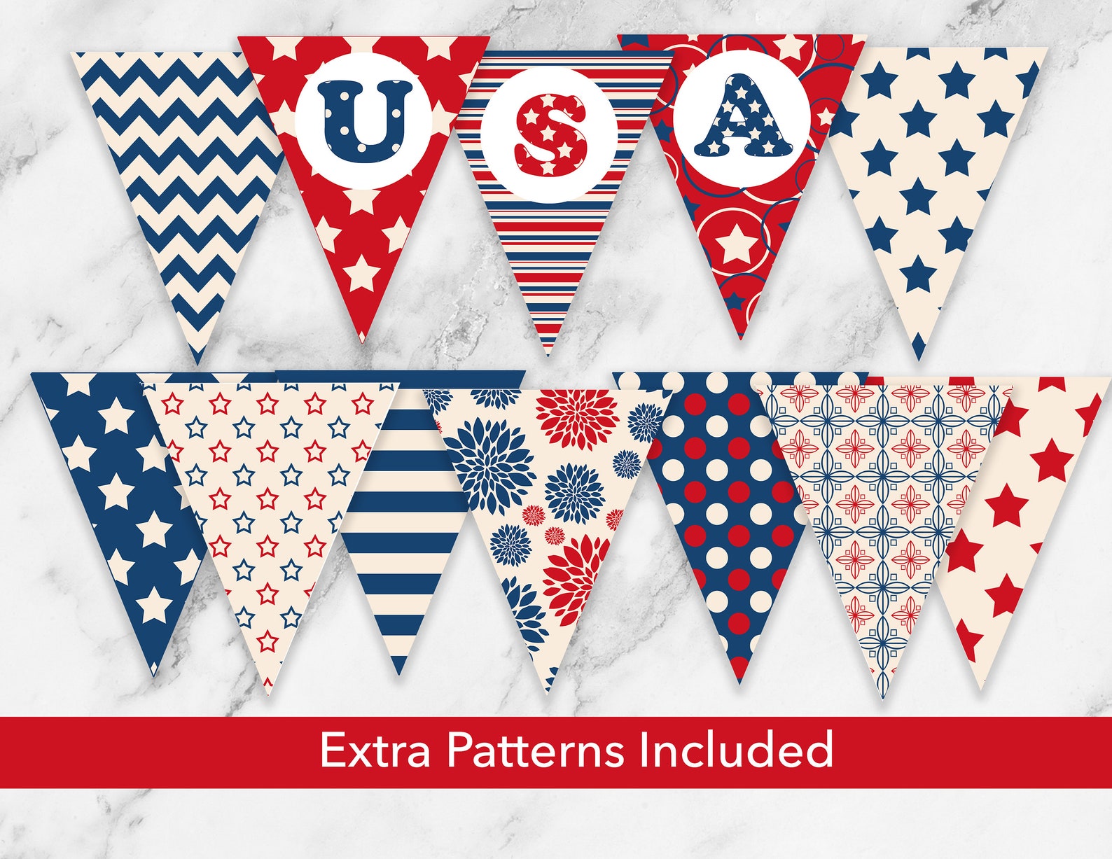 Fourth of July Banner USA/ Printable Patriotic Flags / 4th of - Etsy