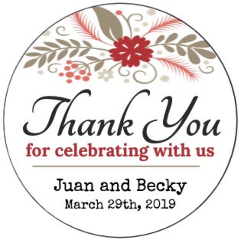 Wedding Thank You Sticker For Celebrating With Us Custom Etsy