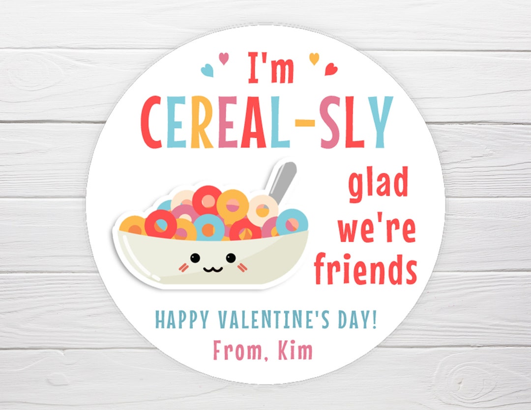 BOGO / Cereal Valentine Sticker / Cereal-sly Glad Happy Valentine's Day ...