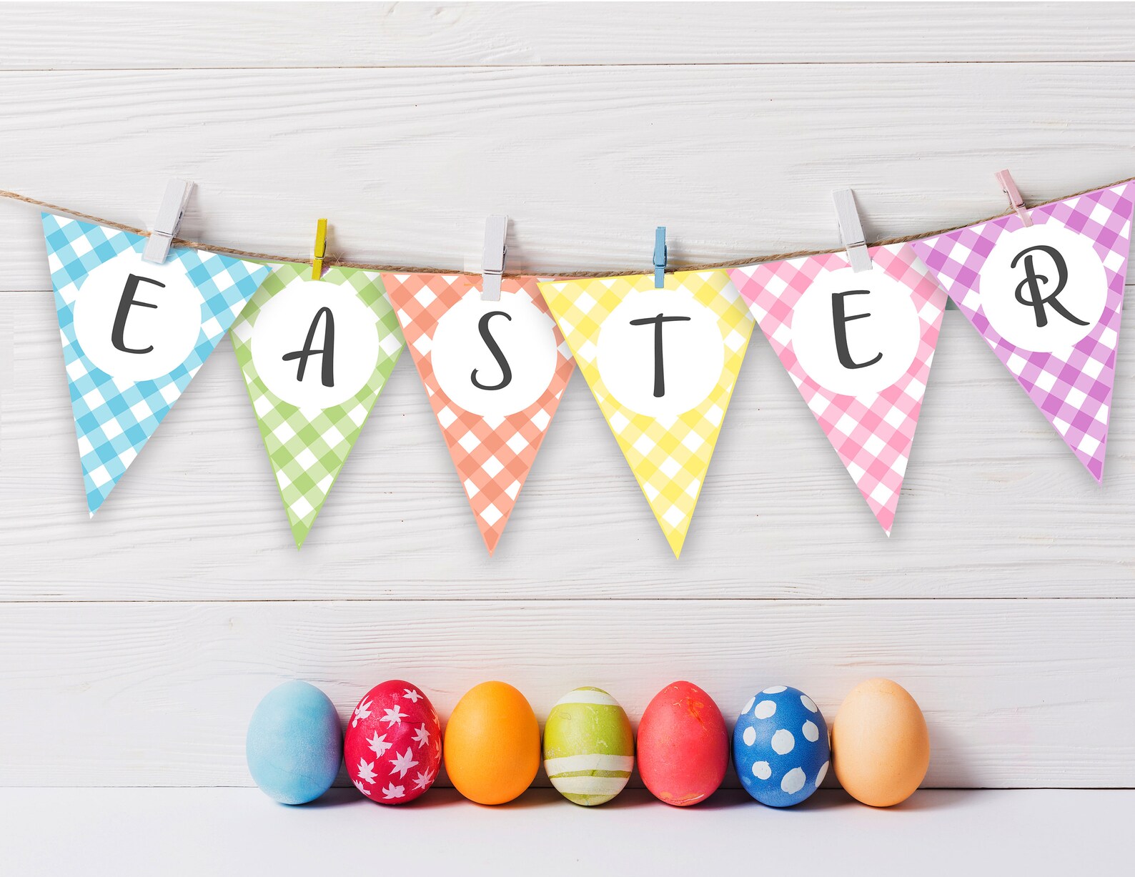 INSTANT DOWNLOAD / Easter Printable Banner / Easter Plaid | Etsy