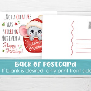 Printable Christmas Mouse Postcard / Instant Download / Cute Christmas ...