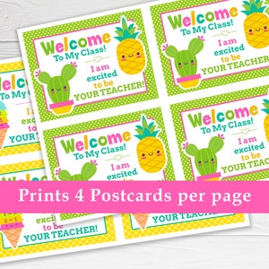 Welcome to My Class Teacher Postcards / 2 Hawaiian Designs / Printable ...