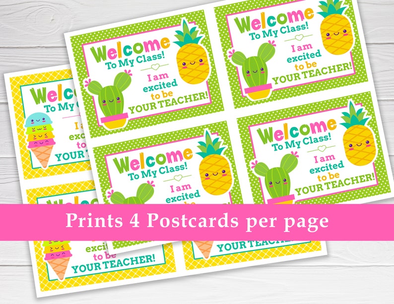 Welcome to My Class Teacher Postcards / 2 Hawaiian Designs / - Etsy