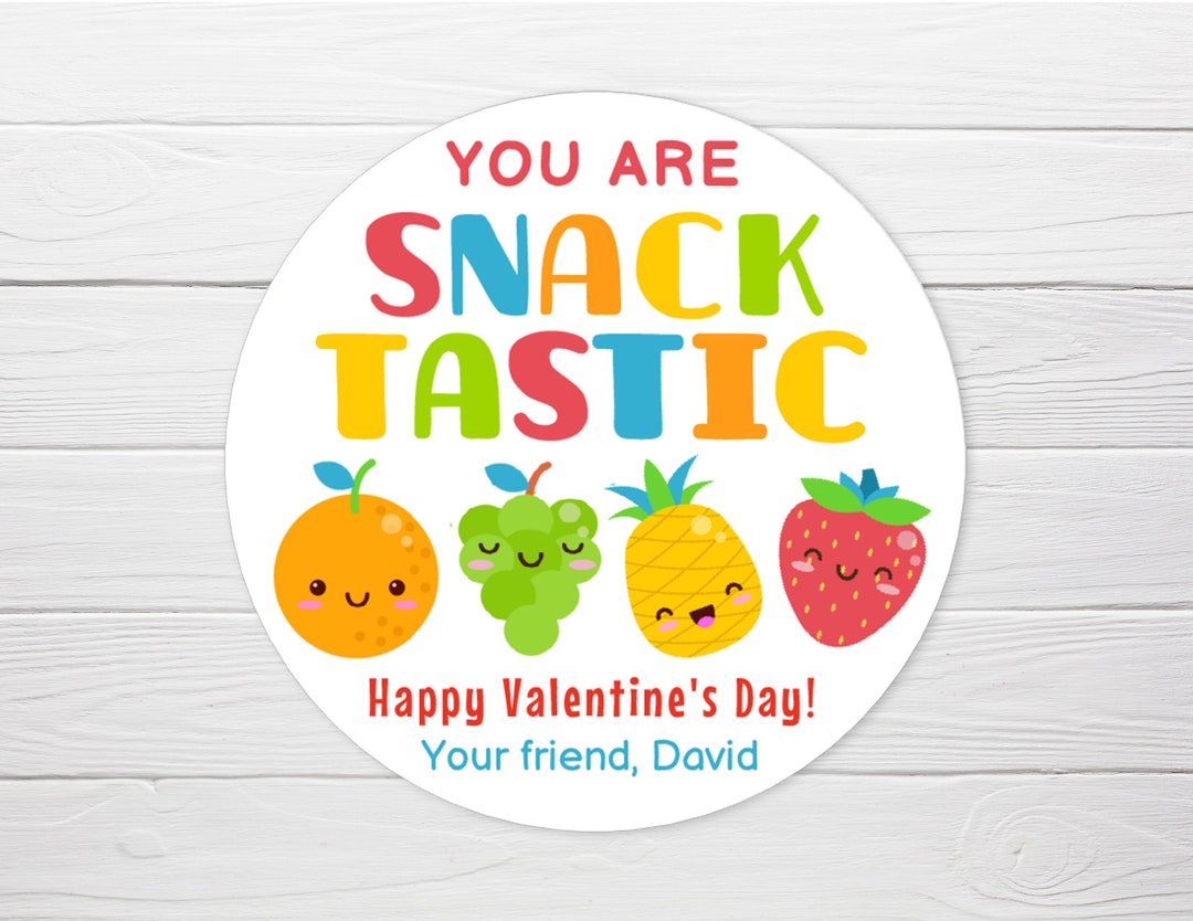 BOGO / Fruit Snack Valentine Sticker / Your Snack Tastic Happy ...
