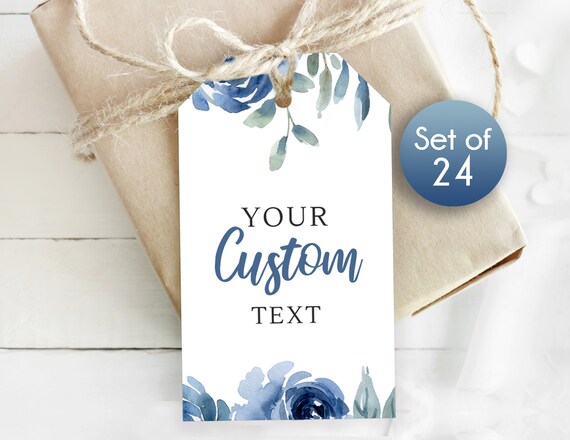 Set of 24 Blue Roses Floral Gift Tags / Personalized Mothers - Etsy