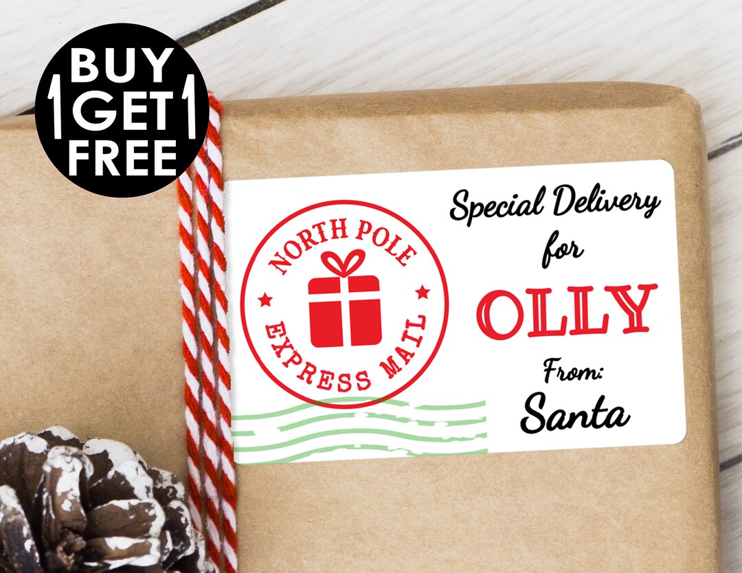 BOGO / Custom North Pole Sticker / Kids Christmas Label / Personalized ...