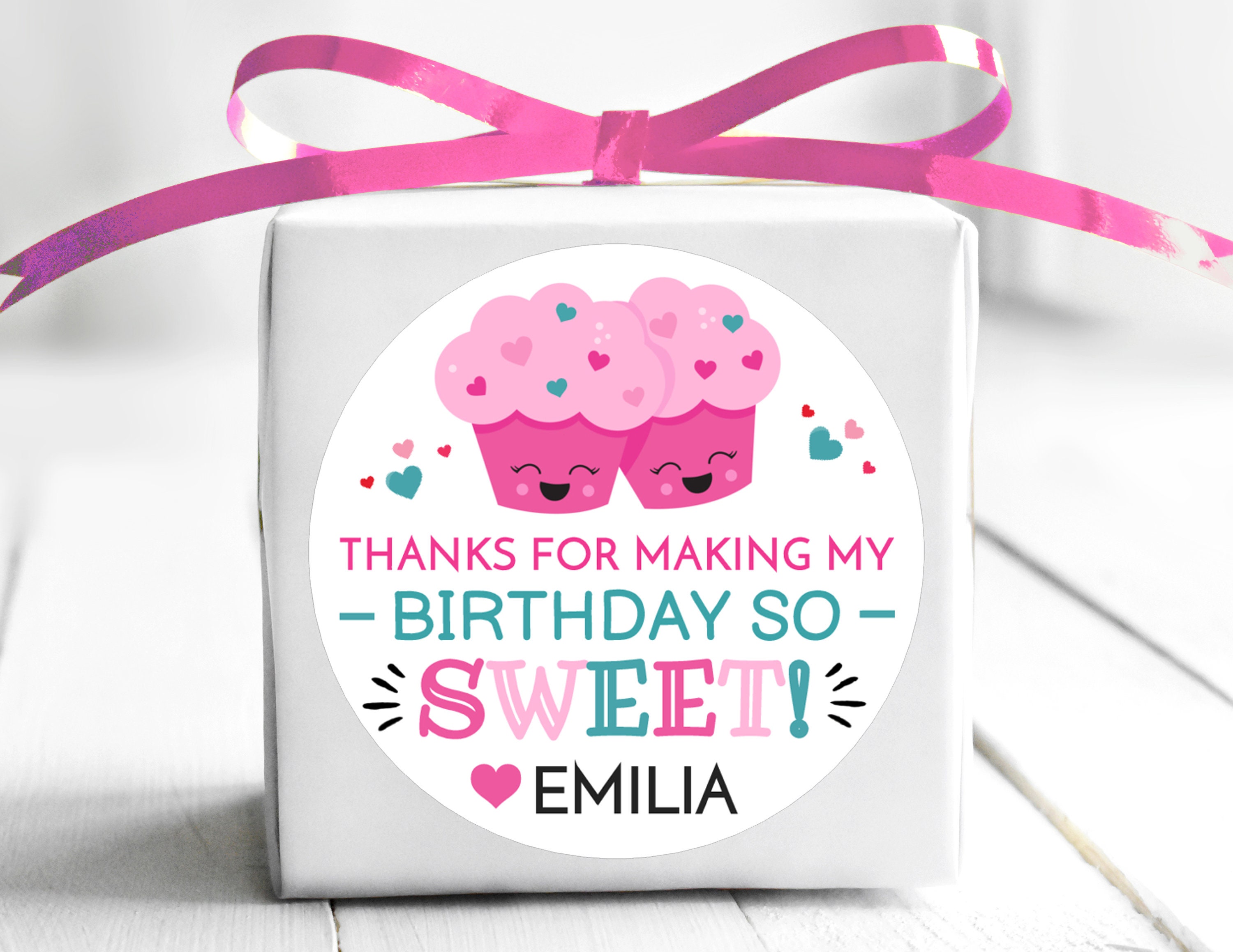 BOGO / Birthday Thank You Stickers Cupcake / Birthday Stickers - Etsy