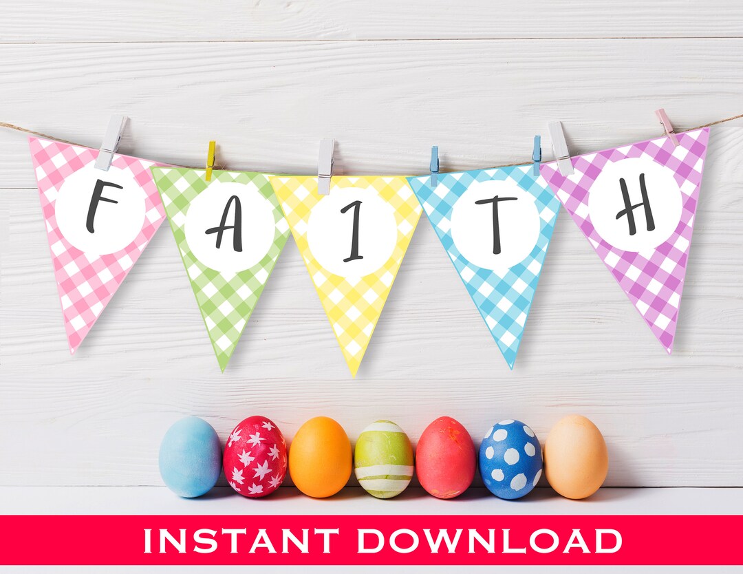INSTANT DOWNLOAD / Faith Printable Banner / Faith Plaid Pennant / Faith ...