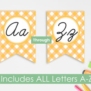 YELLOW CURSIVE Alphabet Banner / Home School Printable / All Letters of ...