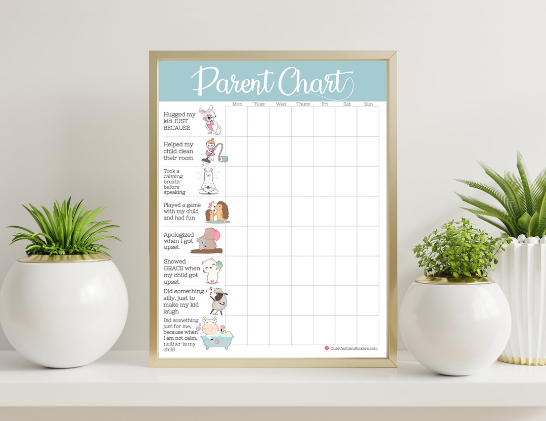 Printable Parent Chart / 8.5" X 11" Print / Teal Pink and Gray / Home ...