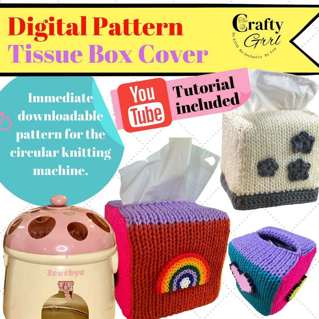 Tissue Box Cover Pattern for Circular Knitting Machine, Mushroom House ...