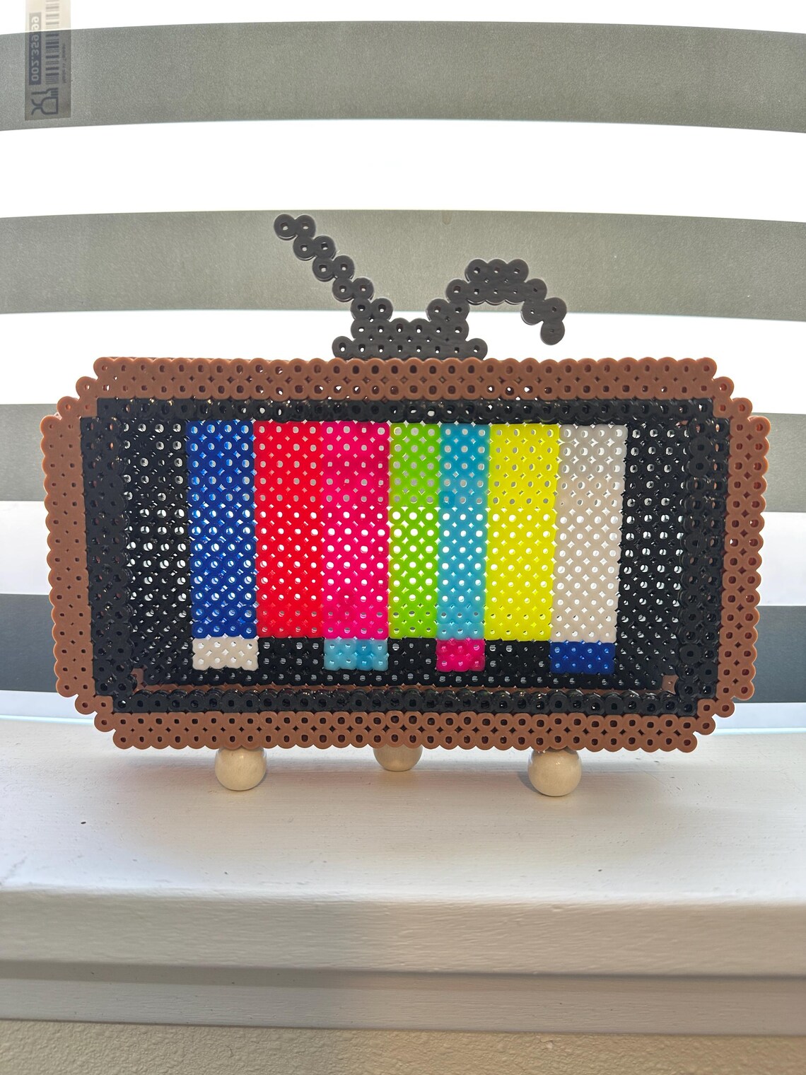 Fuse Bead Retro TV Phone Stand Pattern: DIY Perler Melty Bead Design ...