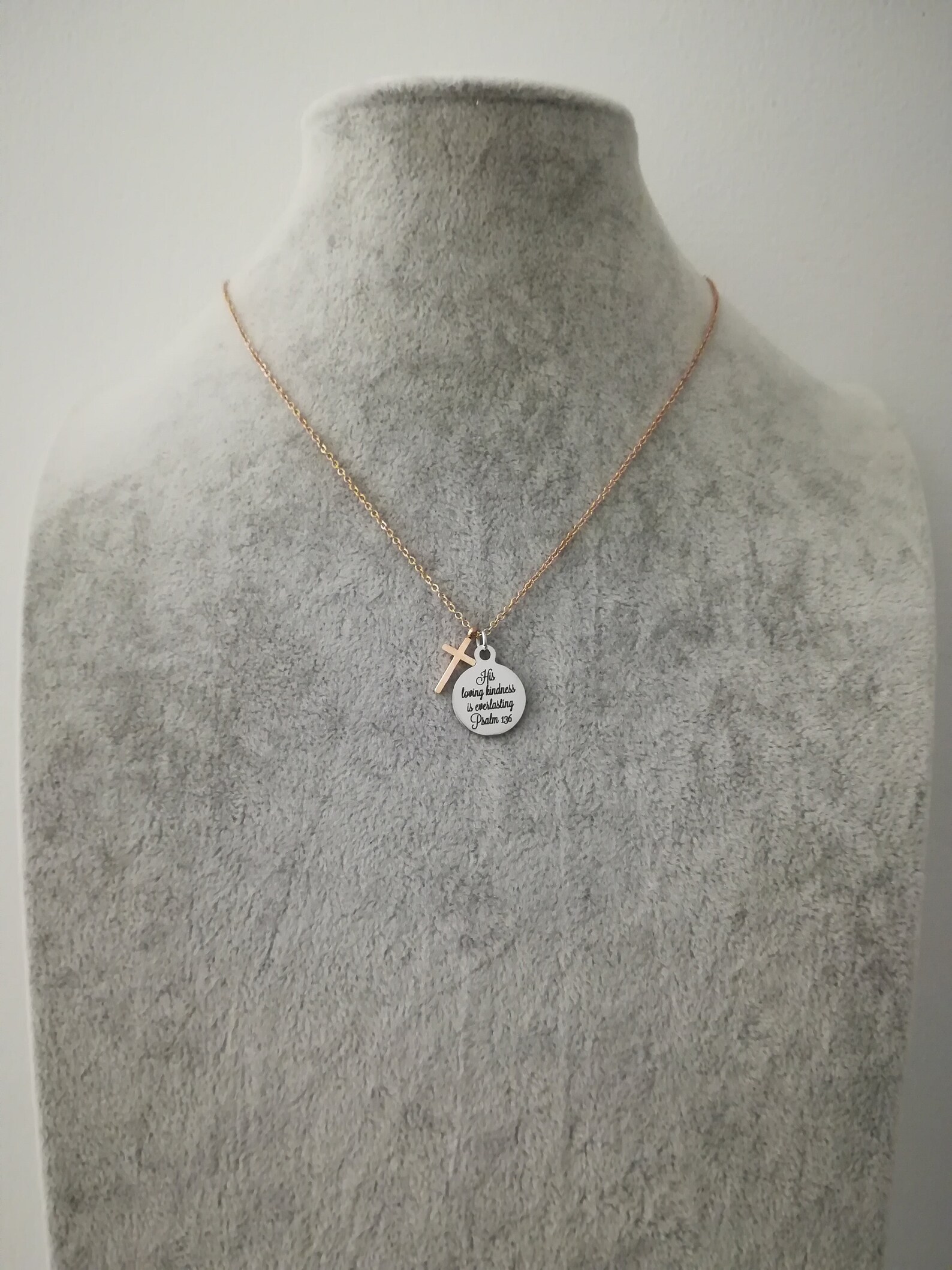 Bible Verse Necklace Rose Gold Cross Necklace Christian - Etsy