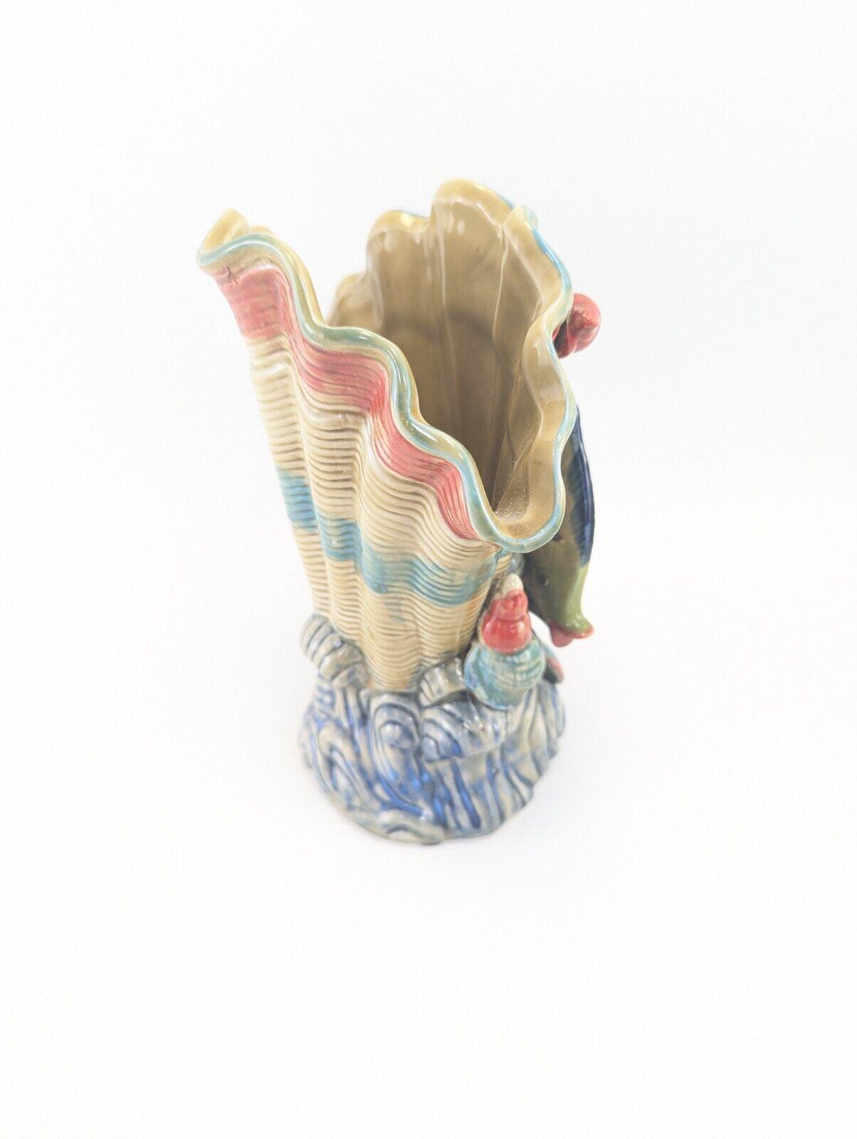 Vintage Unmarked Glazed Ceramic Pottery Fish, Clamshell, Underwater ...