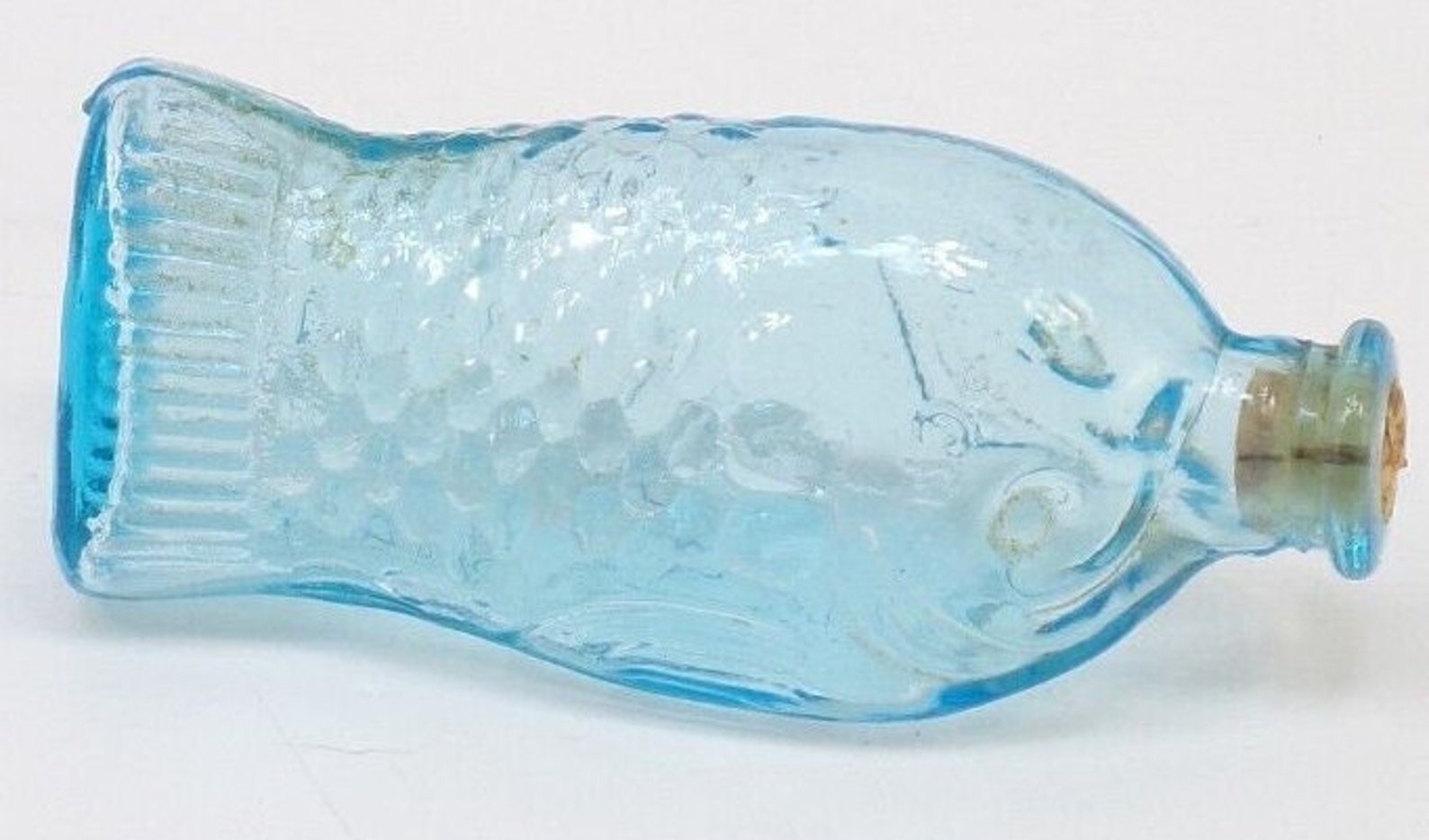 Signed Vintage Fisch's Bitters Light Blue Glass Bottle, Fish Shaped ...