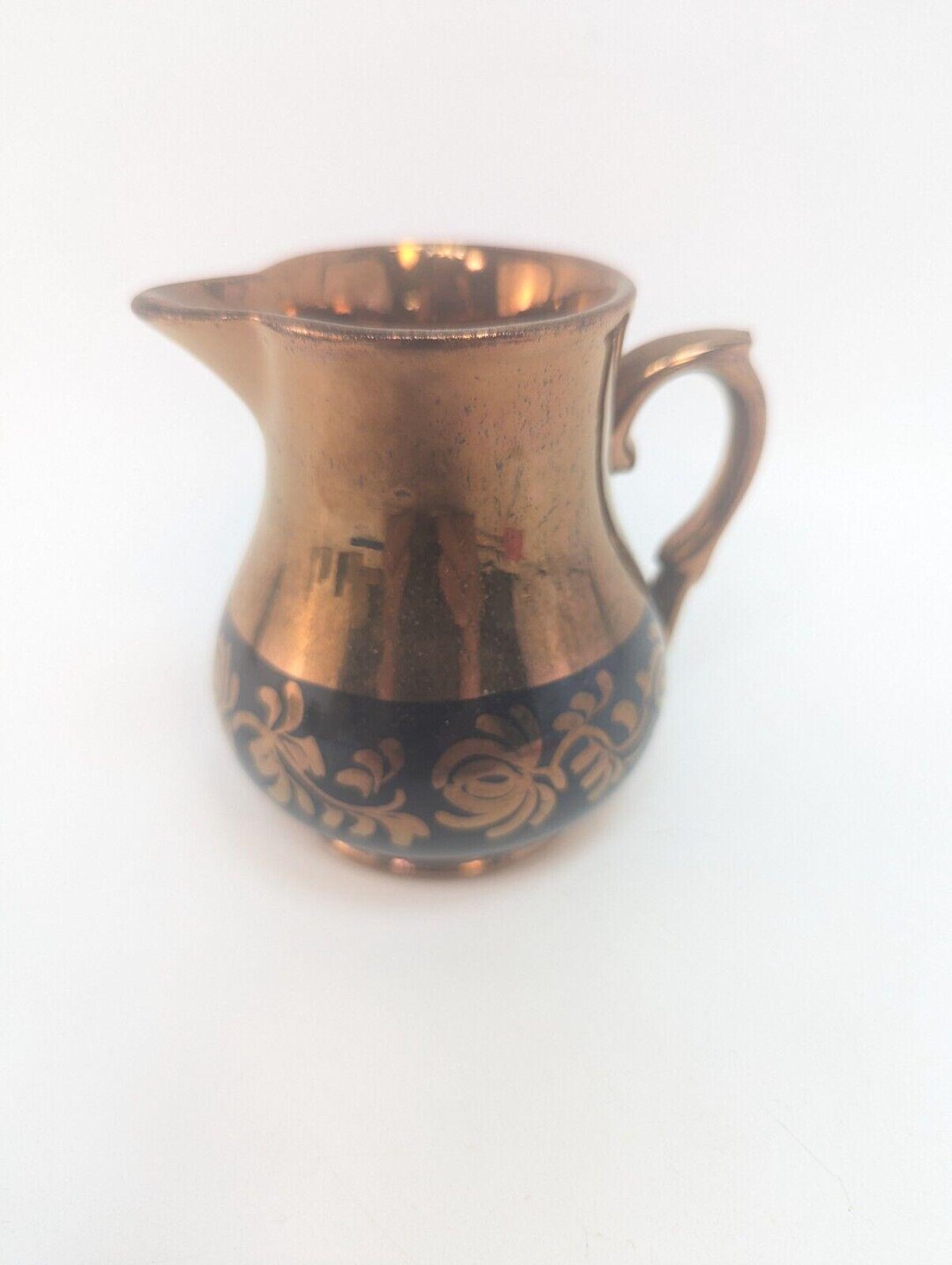 Antique Copper Lusterware Pitchers W/cobalt Design - Etsy