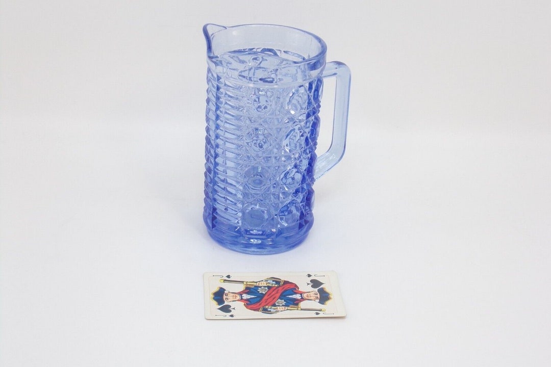 Vintage Federal Glass Small Blue Pitcher - Etsy