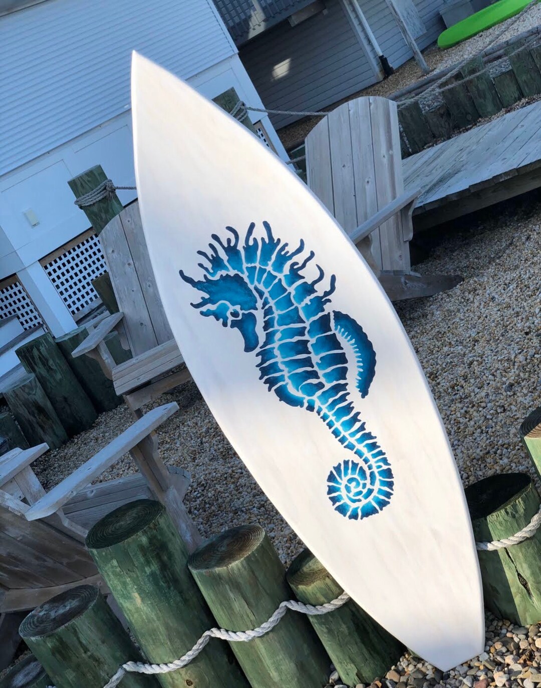 5 Wooden Surfboard With Ombré Seahorse/decorative Surfboard/surf ...