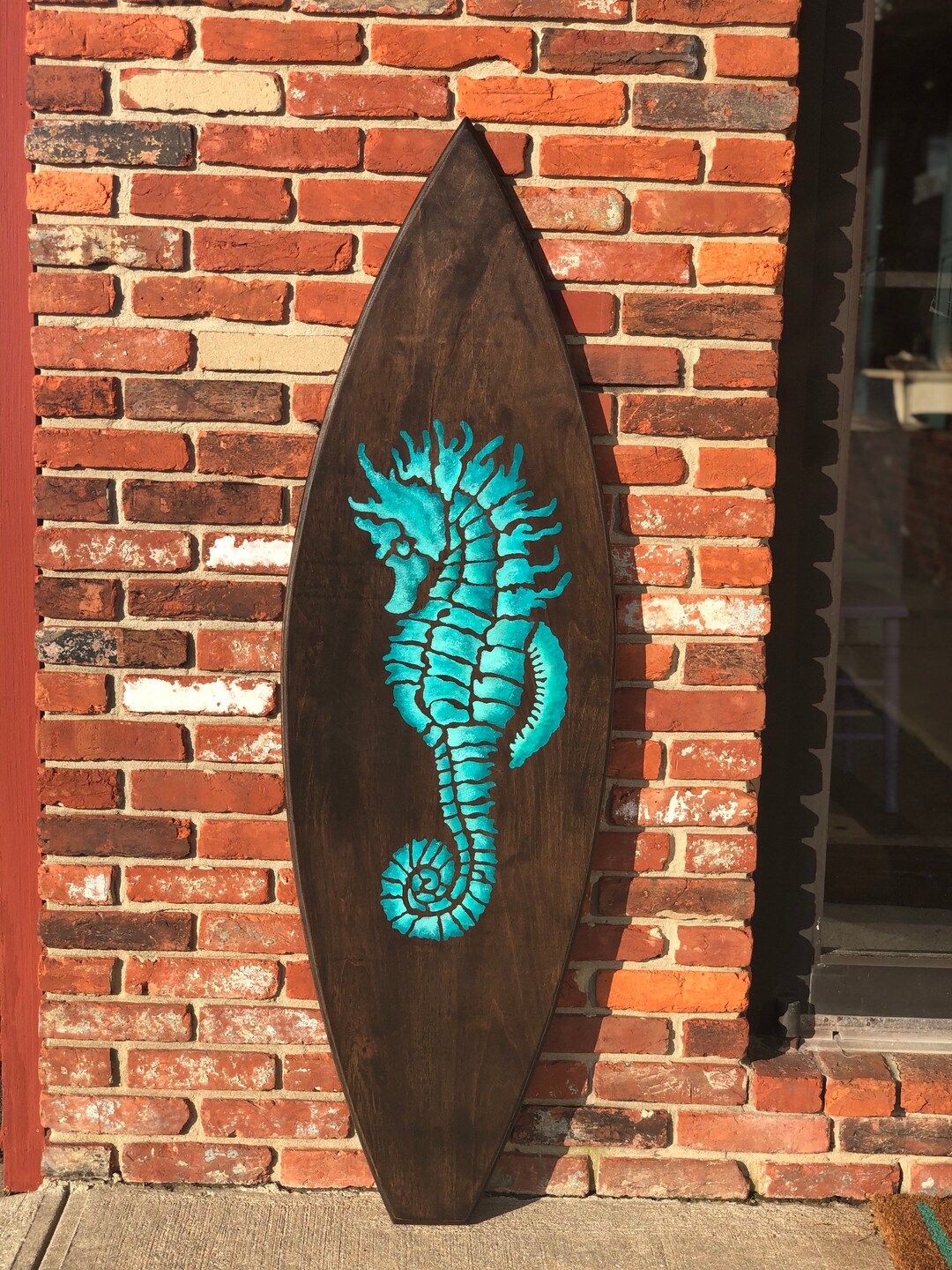 5 Decorative Wooden Surfboard W/ombré Seahorse - Etsy
