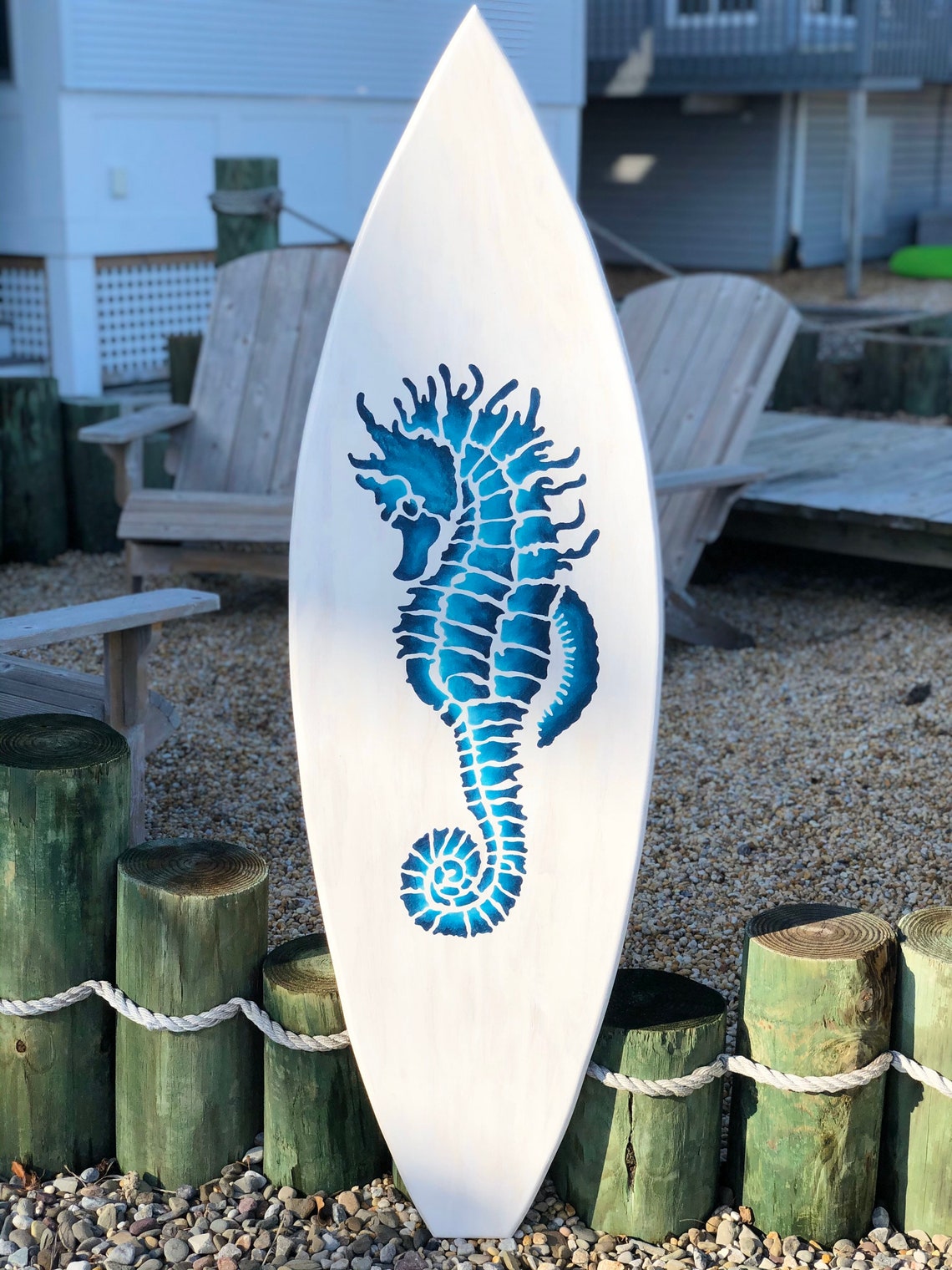 5 Wooden Surfboard With Ombré Seahorse/decorative | Etsy