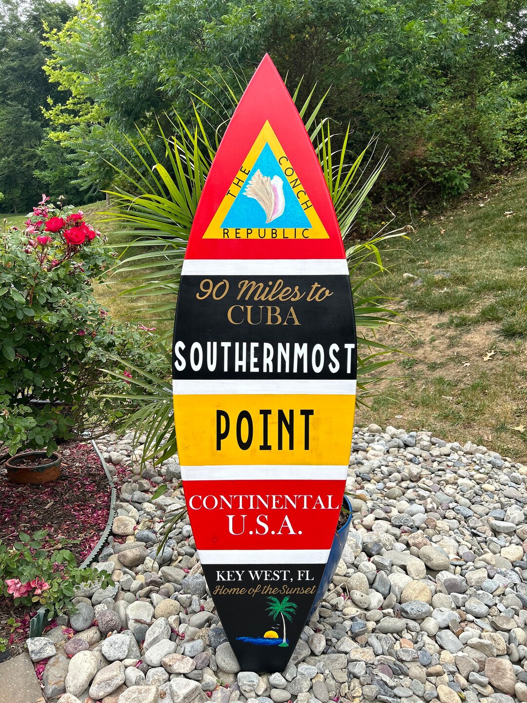 5’ Key Westsurfboard Art/ Keybwest/ 90 Miles to Cuba/wooden Surf Decor ...