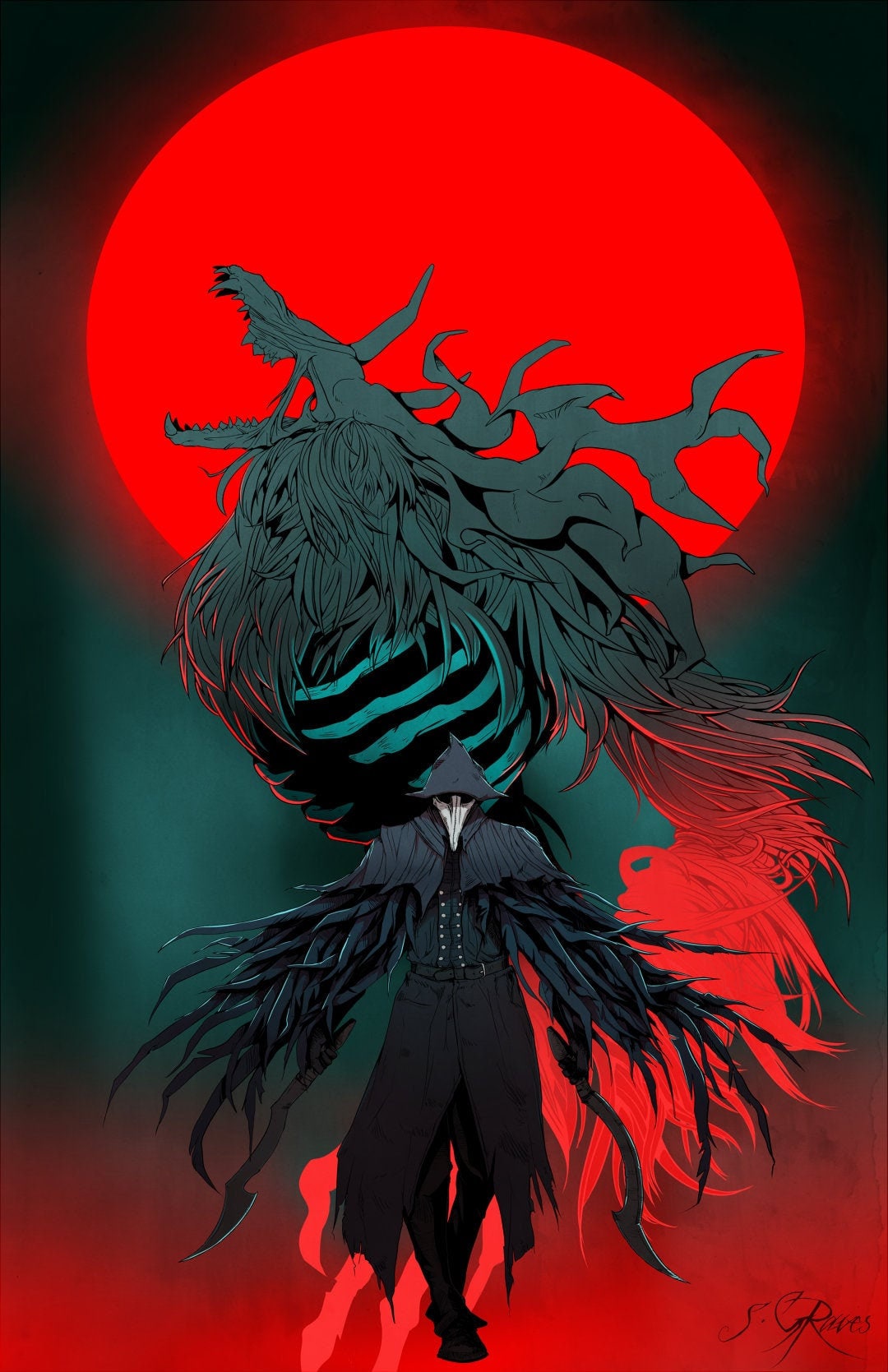 Bloodborne Art Print Eileen the Crow and the Cleric Beast - Etsy