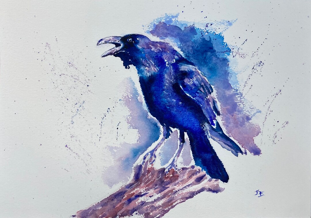 Omen - ORIGINAL Raven Painting by British Artist - Etsy