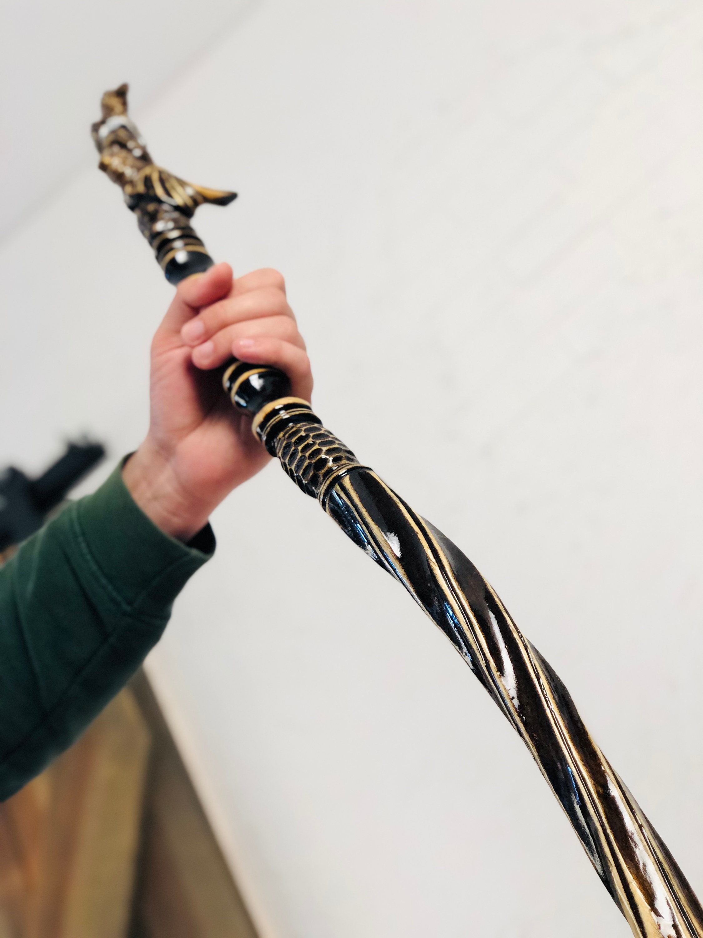 Wooden hiking stick Wizard staff Hiking staff Mage staff | Etsy