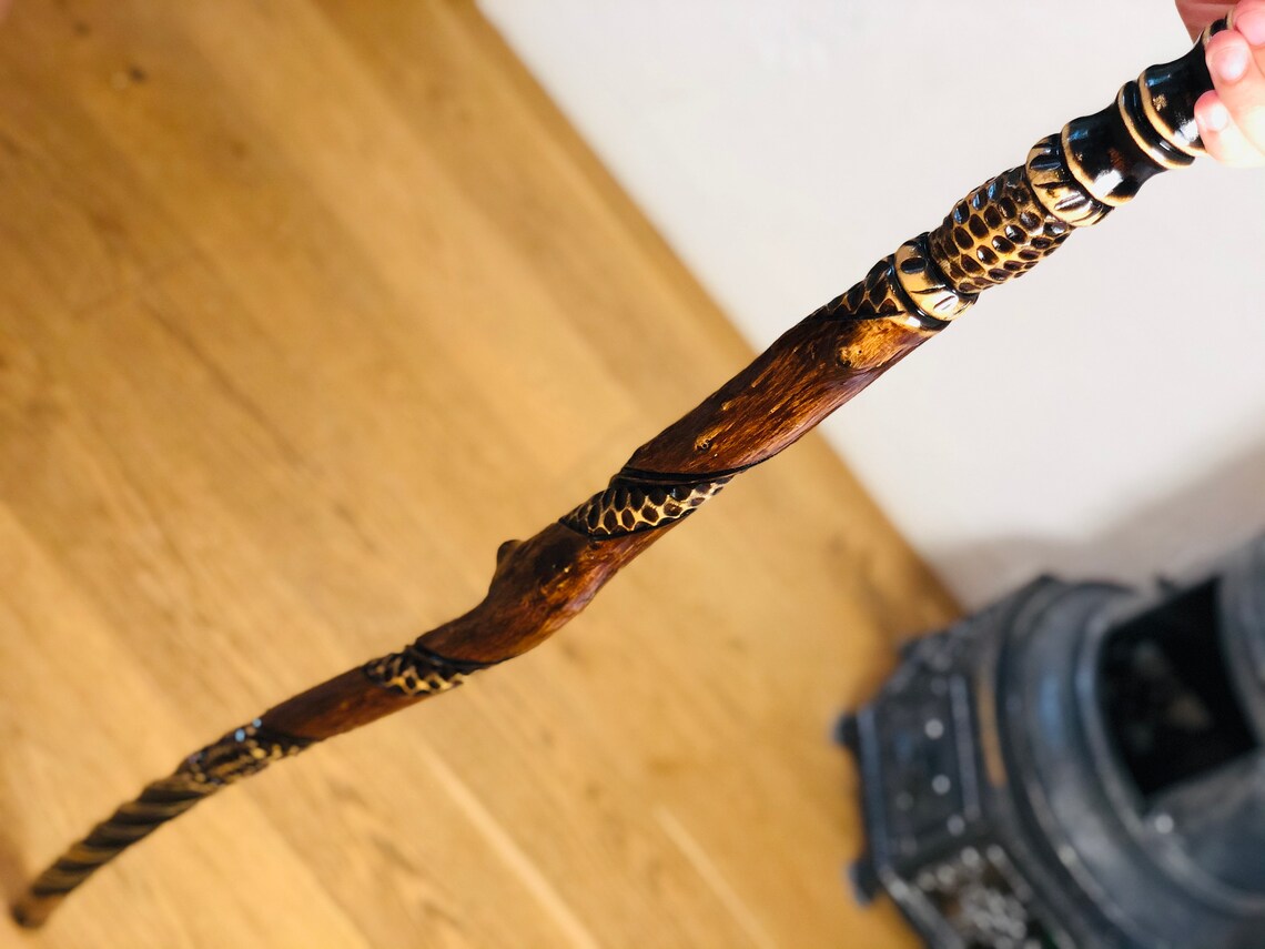 Fantasy staff wood carving staff ceremonial staff wood | Etsy