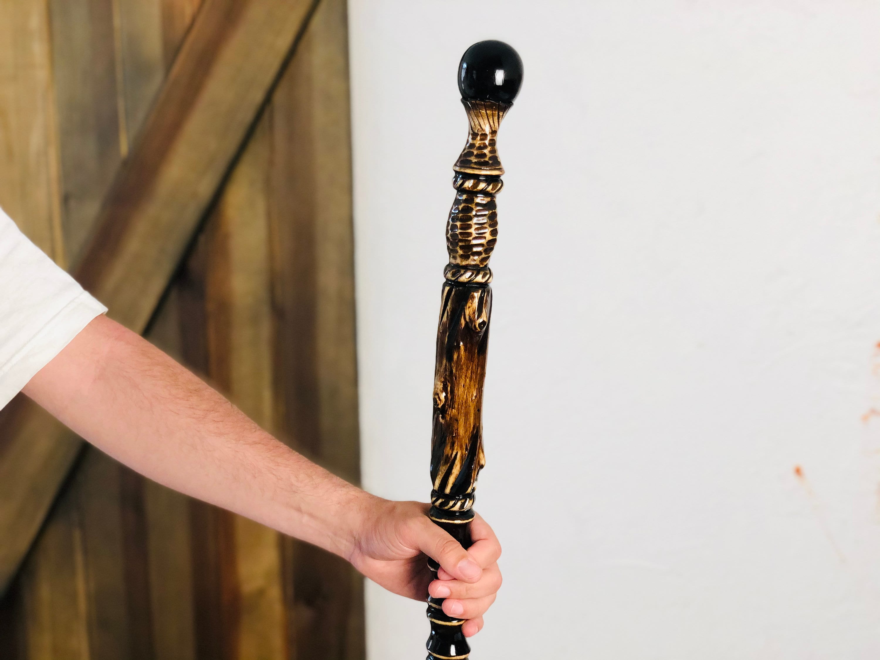 Larp staff Hiking pole Wizard staff Hiking staff Mage | Etsy